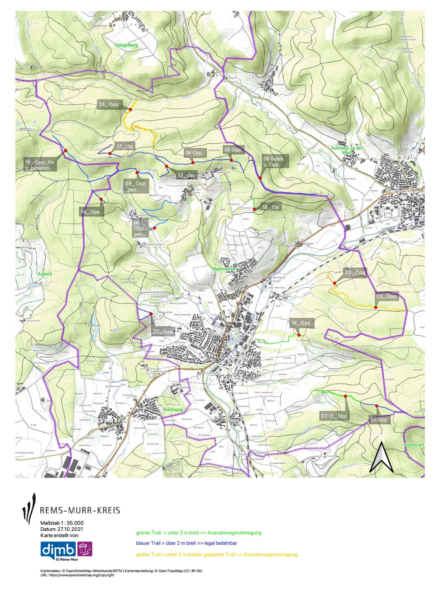 Legale Trails in der Regionalgruppe 1 auf der Gemarkung Oppenweiler ...